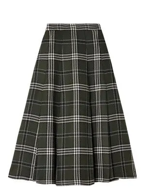 EMILIA WICKSTEAD Checked Wool-blend Midi Skirt - Black