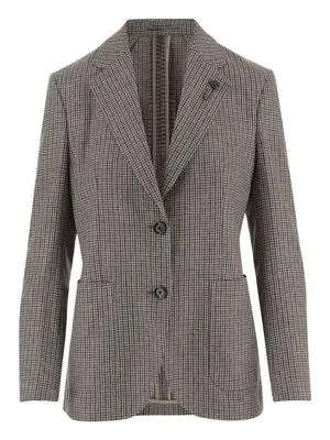 LARDINI Lardini Houndstooth Single-Breasted Blazer Gray