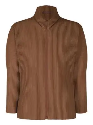 Issey Miyake Pleated High-neck Zip-up Jacket - Brown
