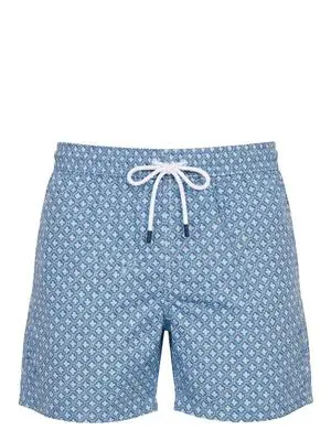 Fedeli Fedeli Drawstring Swim Trunks With Patterned Details Blue