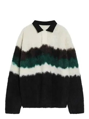 Sacai Tie-dyed Knitted Polo Jumper - Black