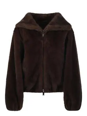 P.a.r.o.s.h Faux Fur Zip Jacket - Brown