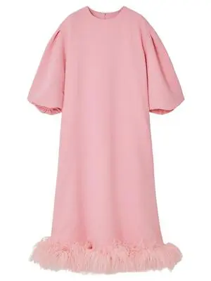 Huishan Zhang Feather Trim Midi Dress - Pink