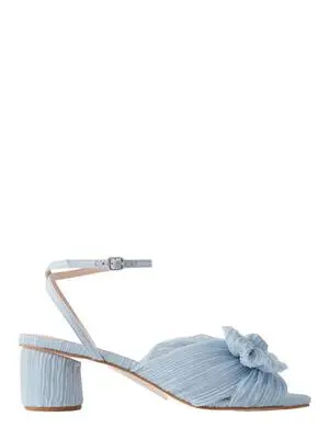 LOEFFLER RANDALL Dahlia Bow-embellished Plissé-organza Sandals - Gray