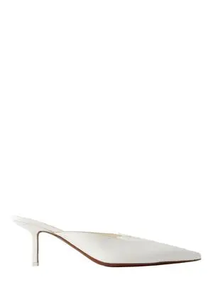 NEOUS Neous Matar Lace-Trimmed Crepe Mules