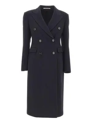 Tagliatore Double-breasted Peak Lapel Coat - Black