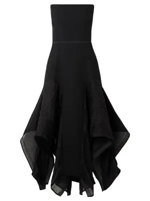 Maticevski Asymmetrical Crepe And Crinkled-organza Dress - Black