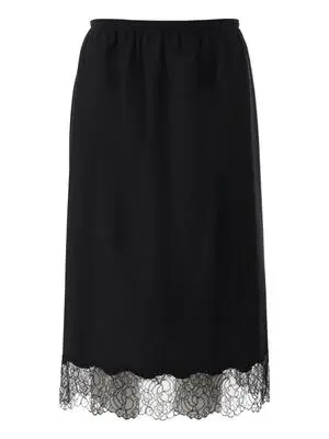 Carven Elastic Waist Lace Trim Skirt - Deepblack