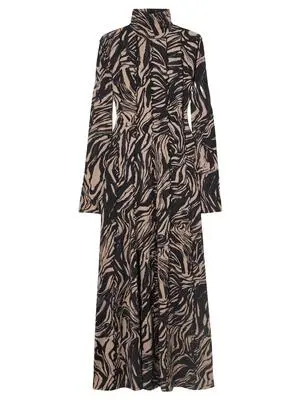 Proenza Schouler Printed Jersey Turtleneck Maxi Dress - Black