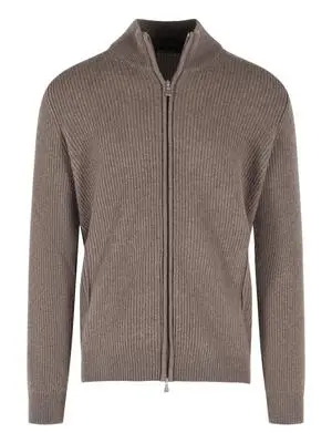 GRAN SASSO Gran Sasso Long-Sleeve Zip-Up Cardigan Brown