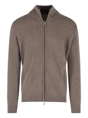 GRAN SASSO Long-sleeve Zip-up Cardigan - Brown