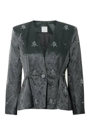 HUISHAN ZHANG Huishan Zhang Antoine Crystal-Embellished Crinkled Satin-Twill Blazer
