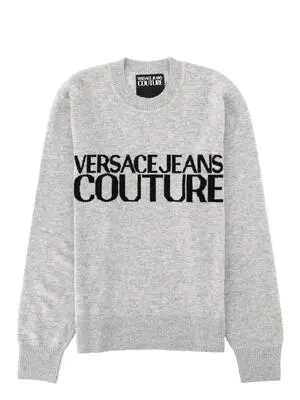 Versace Logo-intarsia Knitted Sweater - Grey