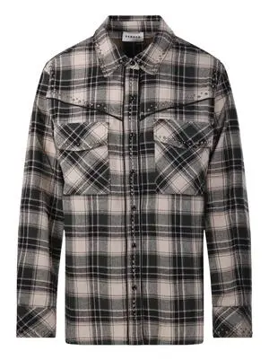 P.a.r.o.s.h Cowboy Studded Check Shirt - Green Fantasy