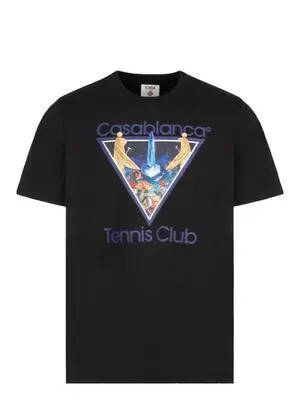 Casablanca Logo Printed Crewneck T-shirt - Black