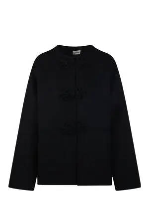 P.a.r.o.s.h Wool Jacket With Floral Embellishments - Black