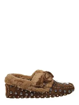 STRATEGIA R54 Studded Shearling Moccasins - Brown