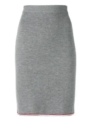 THOM BROWNE Thom Browne Ribbed Pencil Skirt With Striped Trim