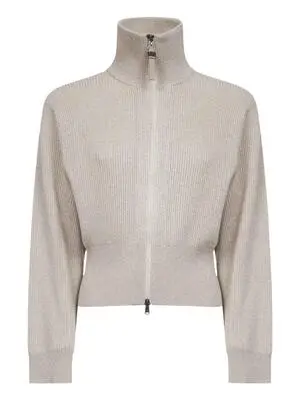 Brunello Cucinelli Zip-up Knitted Cardigan - Nude