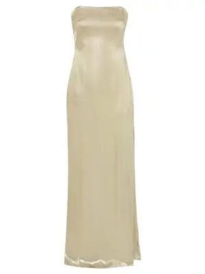 Galvan Maxi Slip Dress With Side Slit - Nude