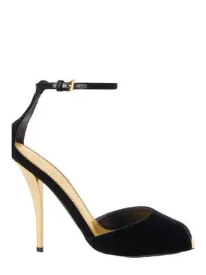 Paris Texas Velvet Ankle Strap High Heel Sandals - Black