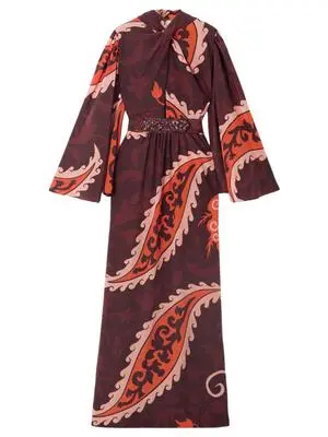Johanna Ortiz Maxi Dress With Beaded Belt - Red