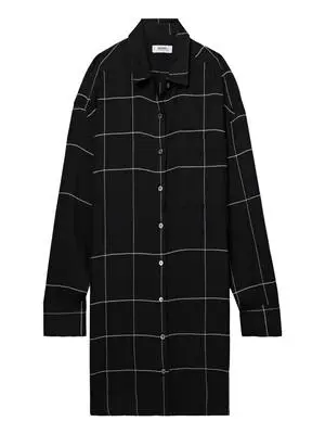 LEMLEM Plaid Cotton Blend Shirt - Black