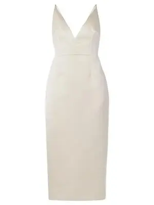 EMILIA WICKSTEAD V-neck Open Back Satin Dress - No