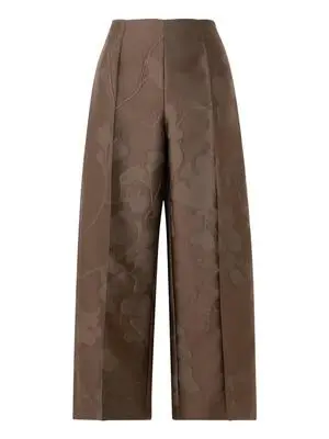 EMILIA WICKSTEAD Jacquard High Waist Wide-leg Cropped Trousers - Brown