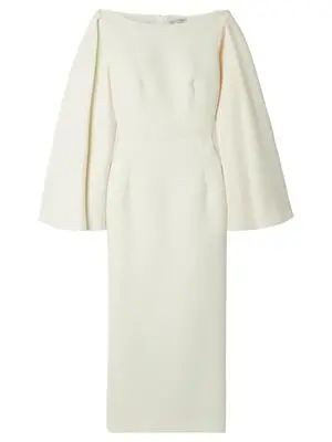 EMILIA WICKSTEAD Midi Dress With Cape Effect Sleeves - White
