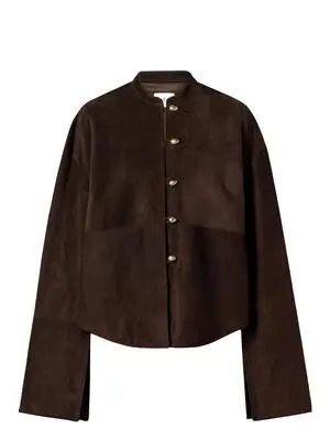 Adam Lippes Adam Lippes Paneled Suede Stand Collar Jacket Black