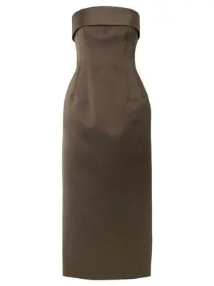 EMILIA WICKSTEAD Strapless Satin Maxi Dress - Brown