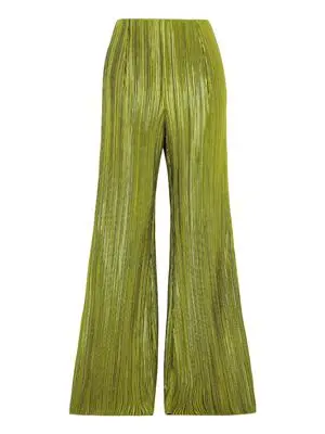 Galvan Metallic Plissé-crepe Flared Pants - No