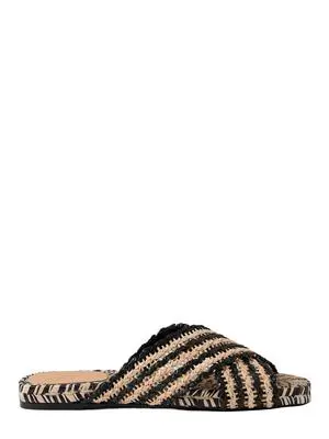 CastaÑer Two-tone Patchwork Raffia Slippers - No