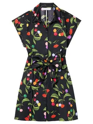 Borgo De Nor Helena Tie-front Printed Cotton Mini Shirt Dress - No
