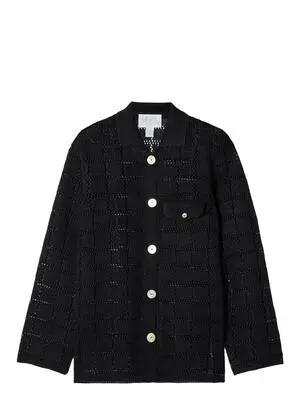 Calle Del Mar Pointelle-knit Shirt - Black