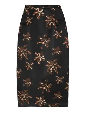 EMILIA WICKSTEAD Floral-print Satin Midi Skirt - No