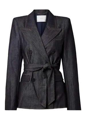 Adam Lippes Belted Double-breasted Denim Jacket - No