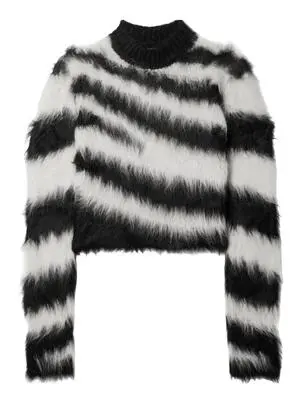 MONSE Monse Cropped Zebra-Print Alpaca-Blend Sweater