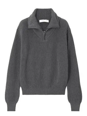GIULIVA HERITAGE Giuliva Heritage Collection Ribbed Cotton Half-Zip Sweater