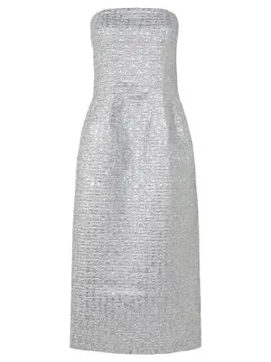 EMILIA WICKSTEAD Metallic Cloqué Midi Dress - Gray