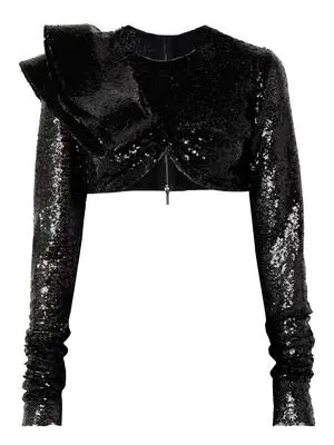 Maticevski Cropped Ruffled Sequin Top - No