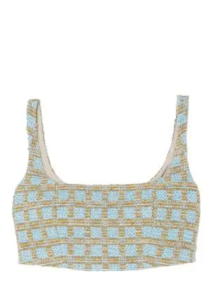 EMILIA WICKSTEAD Emilia Wickstead Cropped Checked Bouclé Top