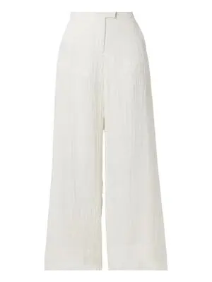 Lisa Marie Fernandez Crinkled Linen-blend Gauze Wide-leg Pants - No