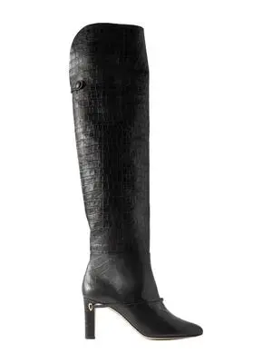 Jennifer Chamandi Stiletto Heel Knee High Boots - Black