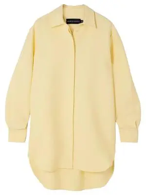 Brandon Maxwell Wool And Silk-blend Crepe Mini Shirt Dress - Nude