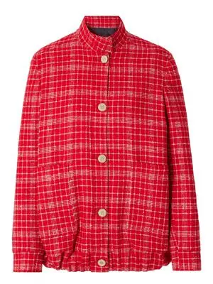 Giuliva Heritage Diana Checked Wool-blend Tweed Jacket - Red