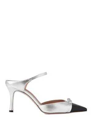 MALONE SOULIERS Two-tone Metallic Leather Mules With Bow Detailing - No