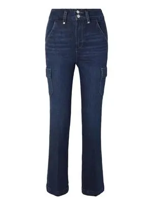 Paige High-rise Flared Cargo Jeans - Blue