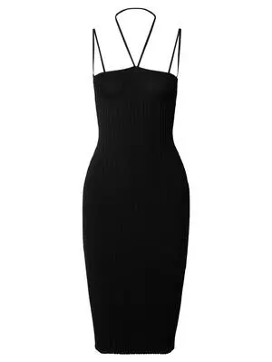 ANDREADAMO ANDREĀDAMO Cutout Open-Knit And Ribbed-Knit Dress